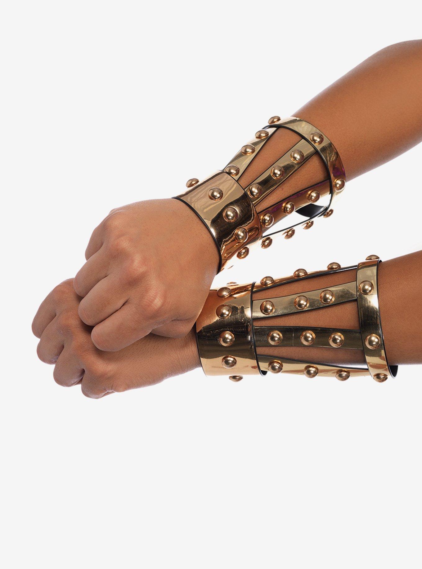 Chrome Vinyl Studded Arm Cuffs | Hot Topic