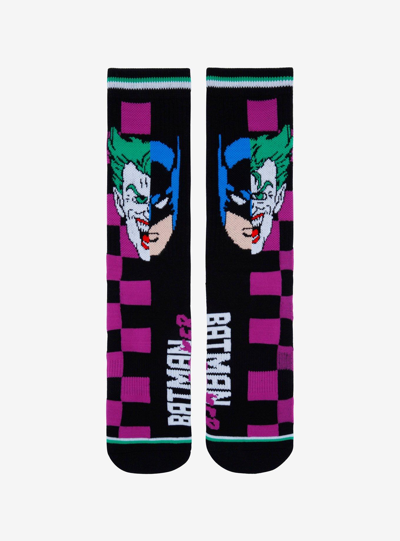 DC Comics Batman & Joker Split Checkered Crew Socks | Hot Topic