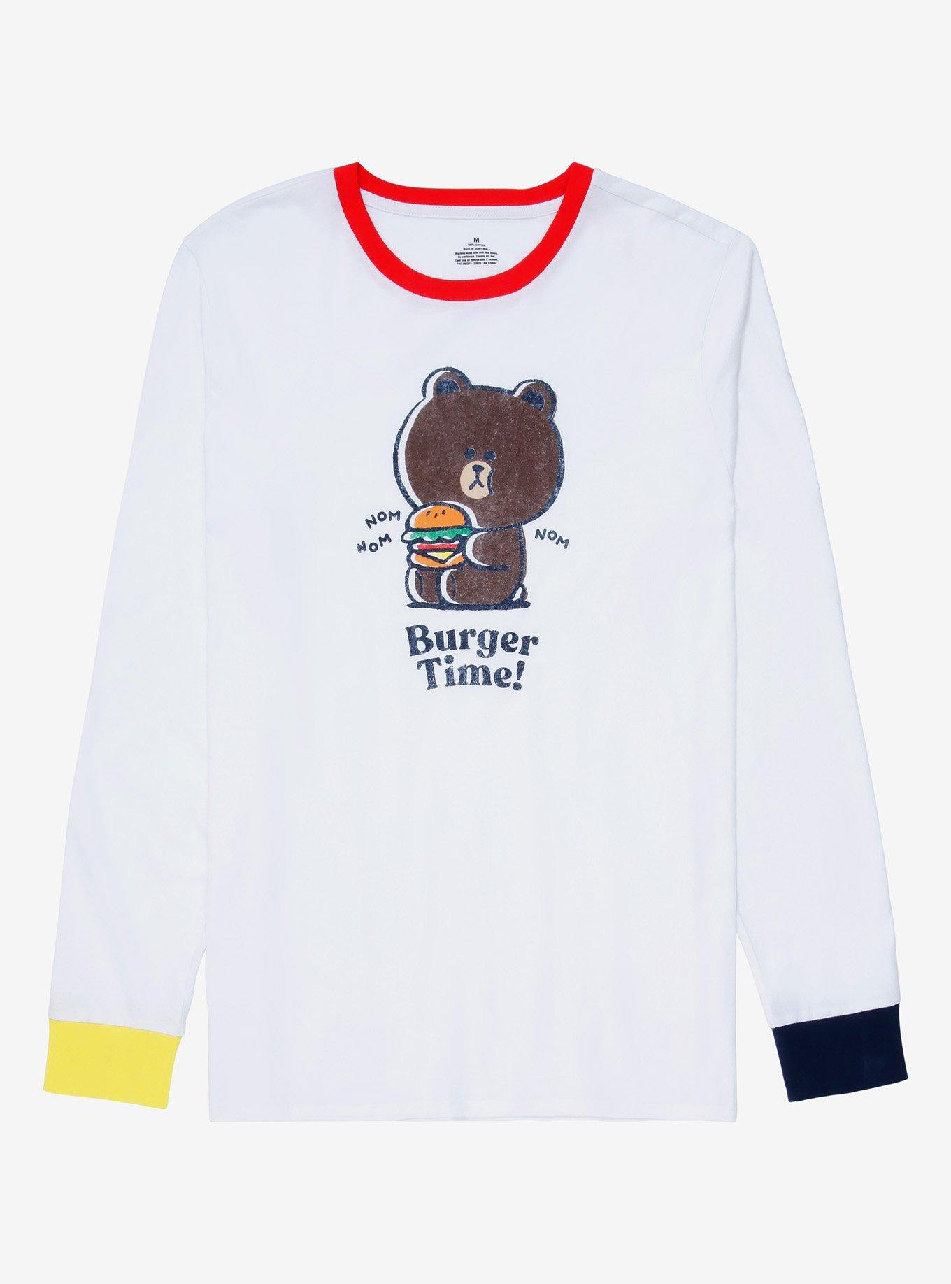 LINE FRIENDS BROWN & FRIENDS Burger Time Long Sleeve T-Shirt - BoxLunch ...