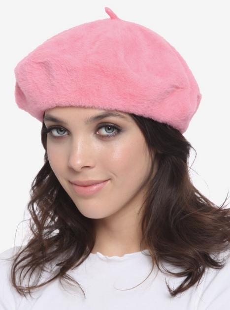 Fuzzy Pastel Pink Beret | Hot Topic