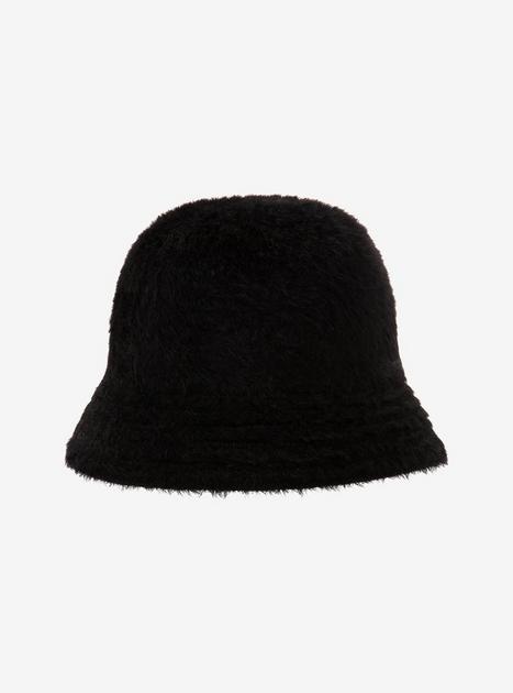Fuzzy Black Bucket Hat | Hot Topic