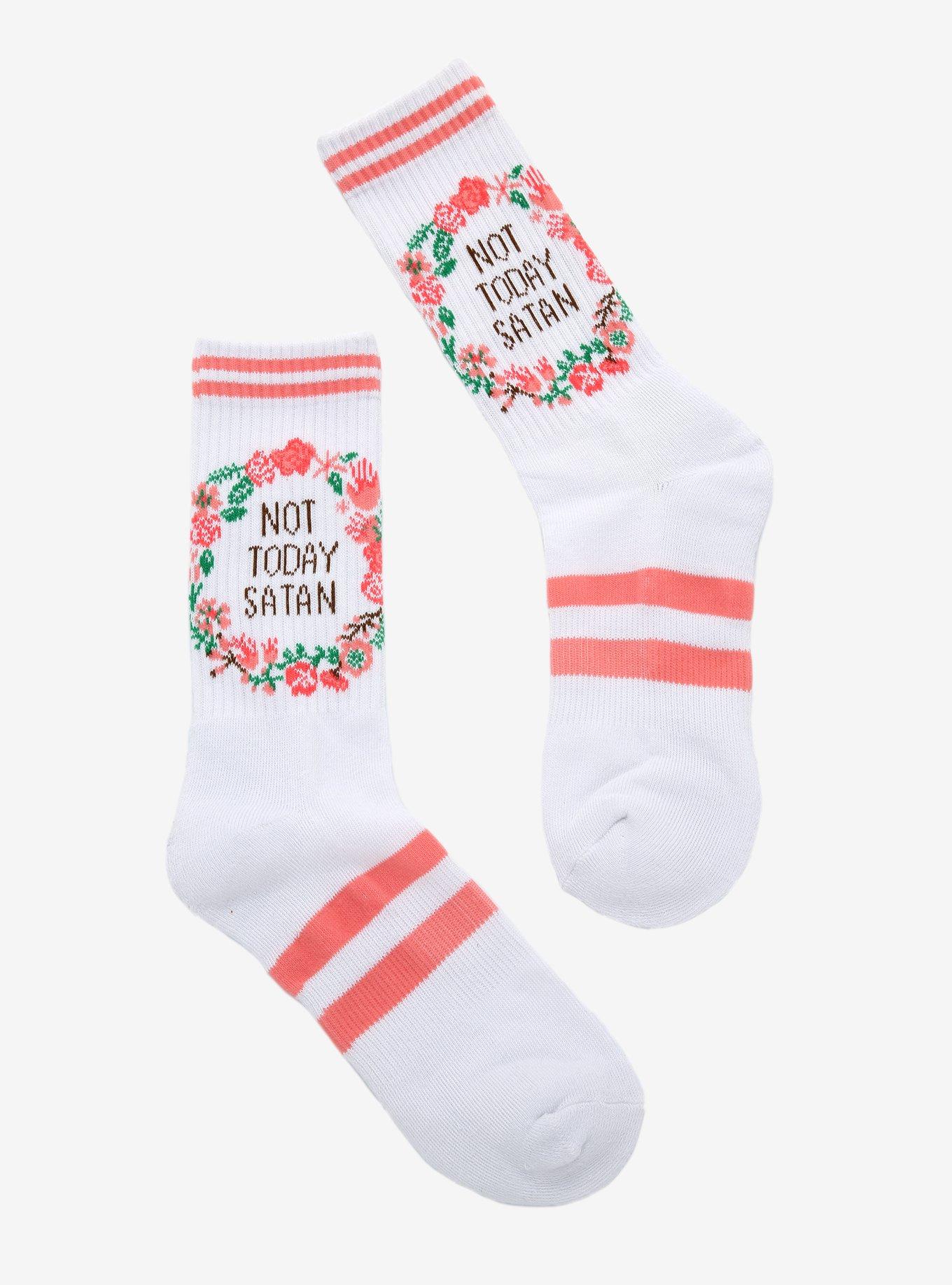 Not Today Satan Stripe Crew Socks | Hot Topic