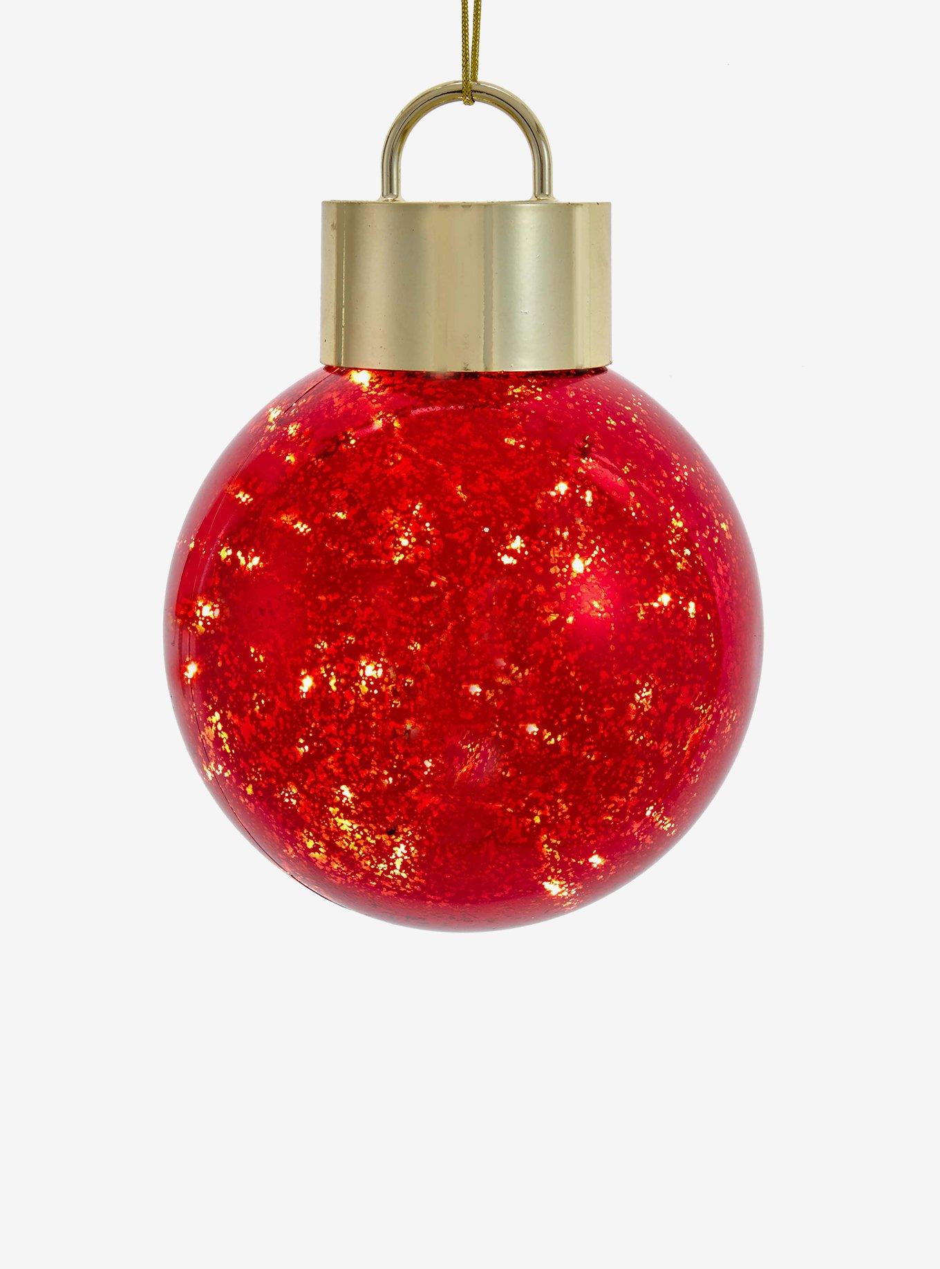 Battery-Operated Plastic Led Red Ball Ornament | Hot Topic