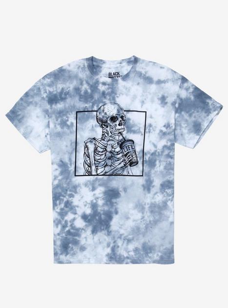 Skeleton Drink Life Tie-Dye Boyfriend Fit Girls T-Shirt | Hot Topic