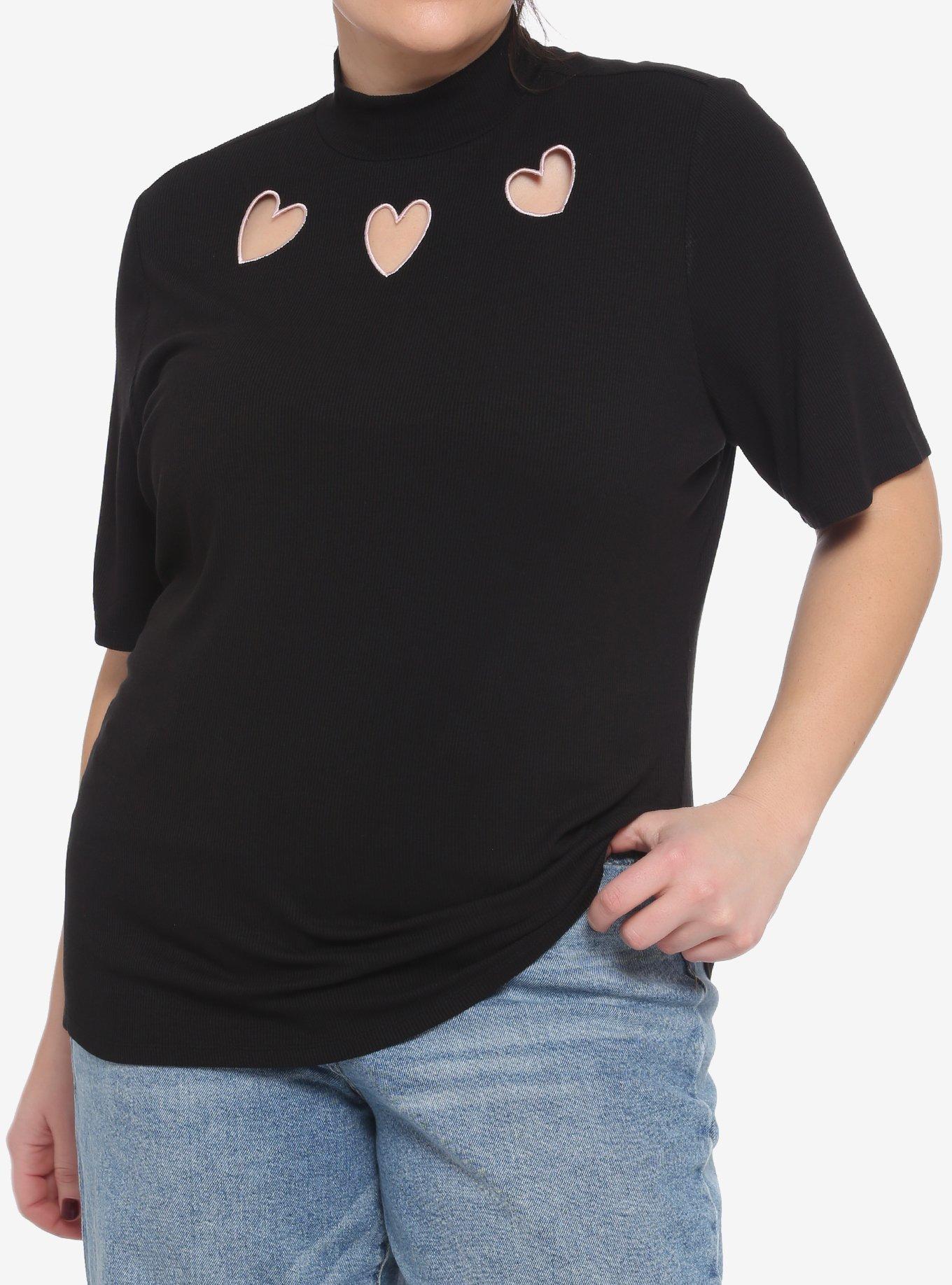 Black Heart Cutout Mock Neck Girls Top Plus Size Hot Topic