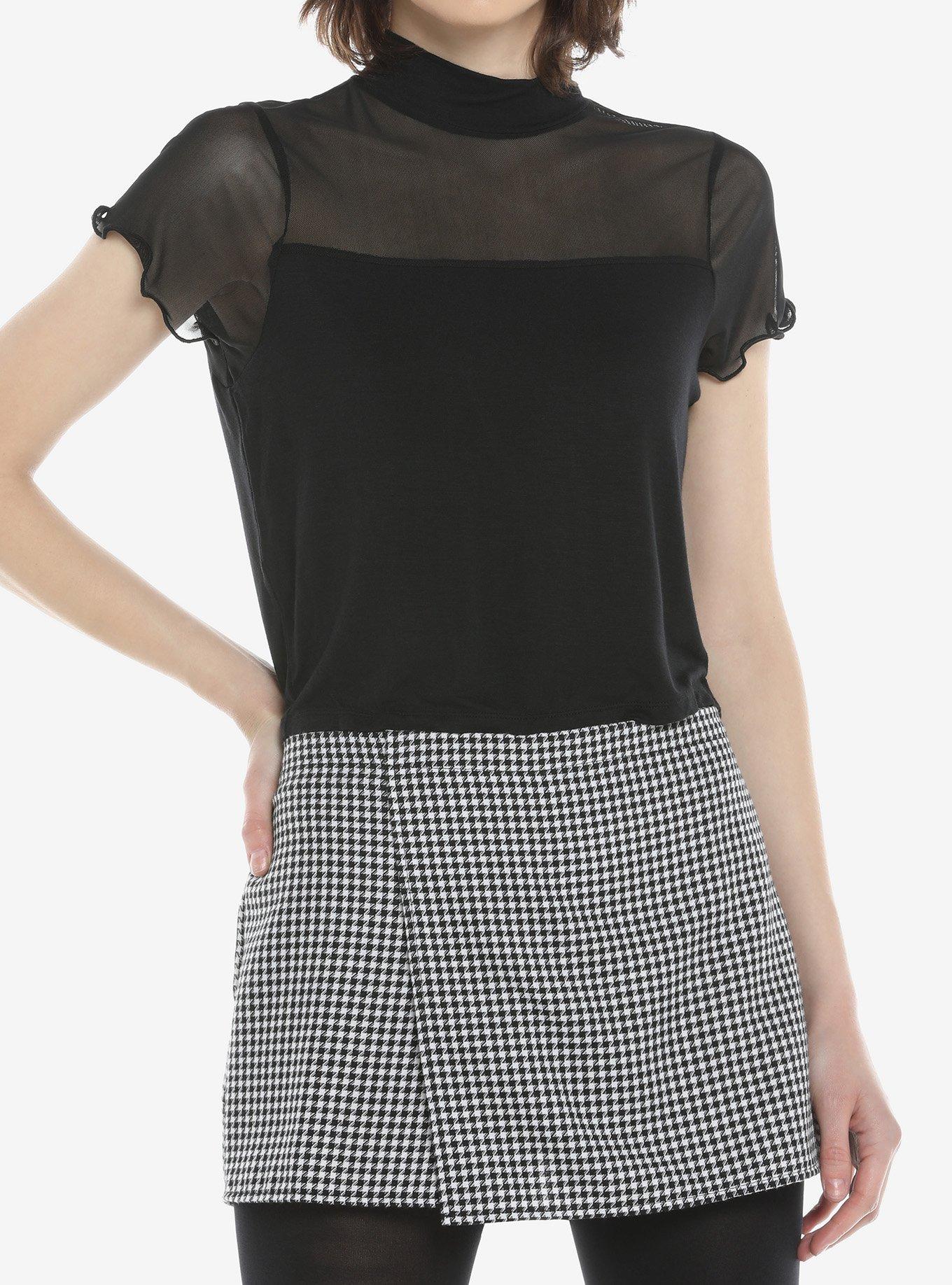 Black Mesh Mock Neck Girls Crop Top Hot Topic