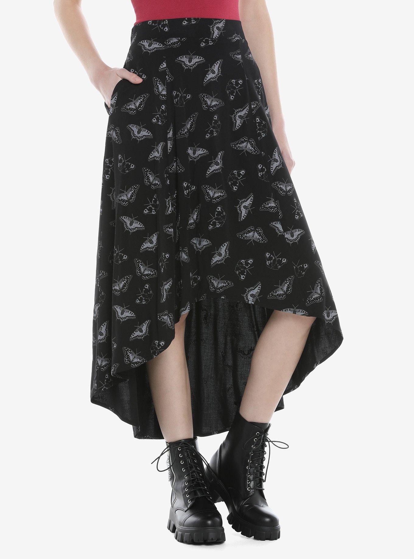 Black Butterfly Hi-Low Maxi Skirt | Hot Topic
