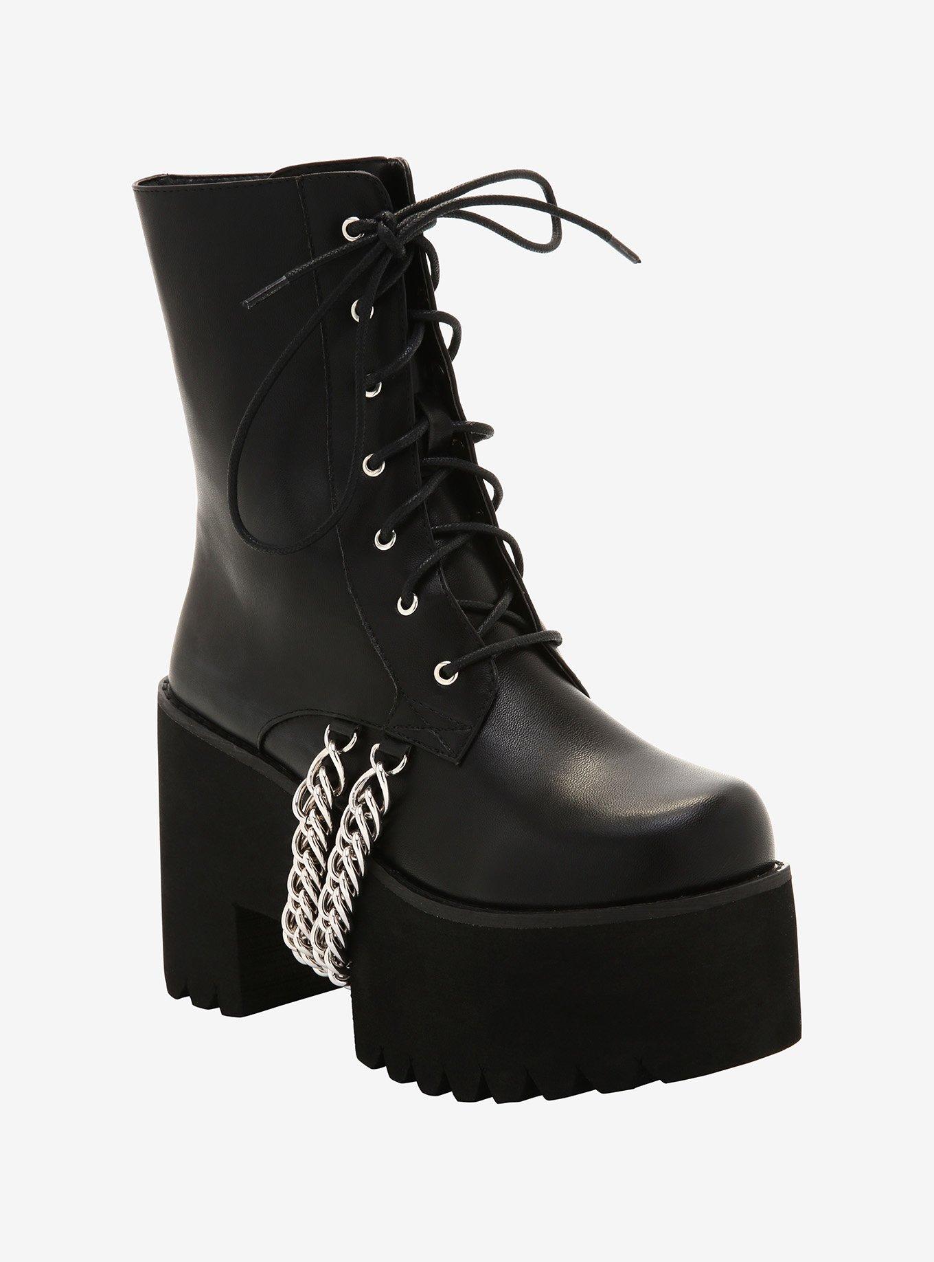 Black Drop Chain Platform Booties | Hot Topic