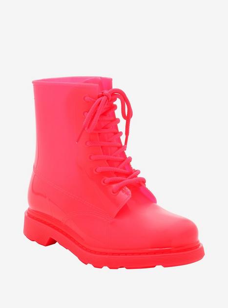 Neon Pink Bright Lights Combat Boots | Hot Topic
