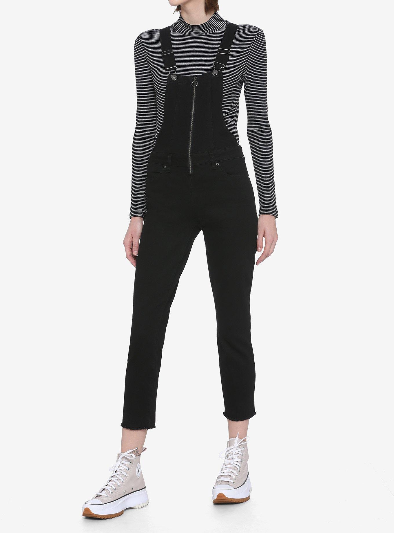 Black Denim Zipper Overalls | Hot Topic
