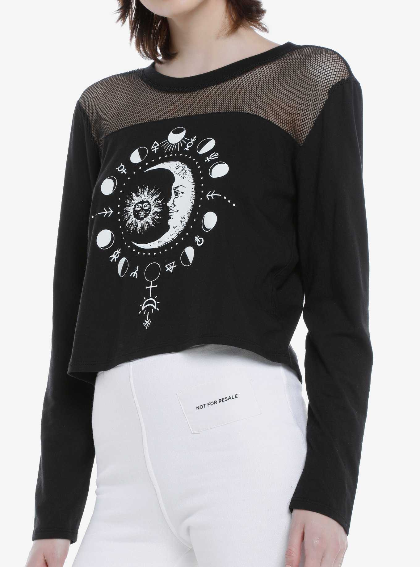 Moon Symbols Girls Long-Sleeve Mesh Top | Hot Topic