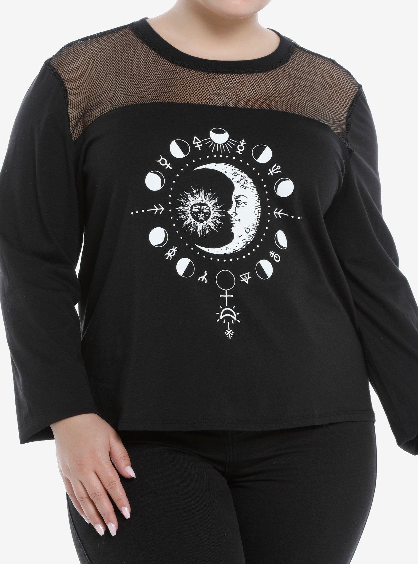 Moon Symbols Girls Long-Sleeve Mesh Top Plus Size | Hot Topic