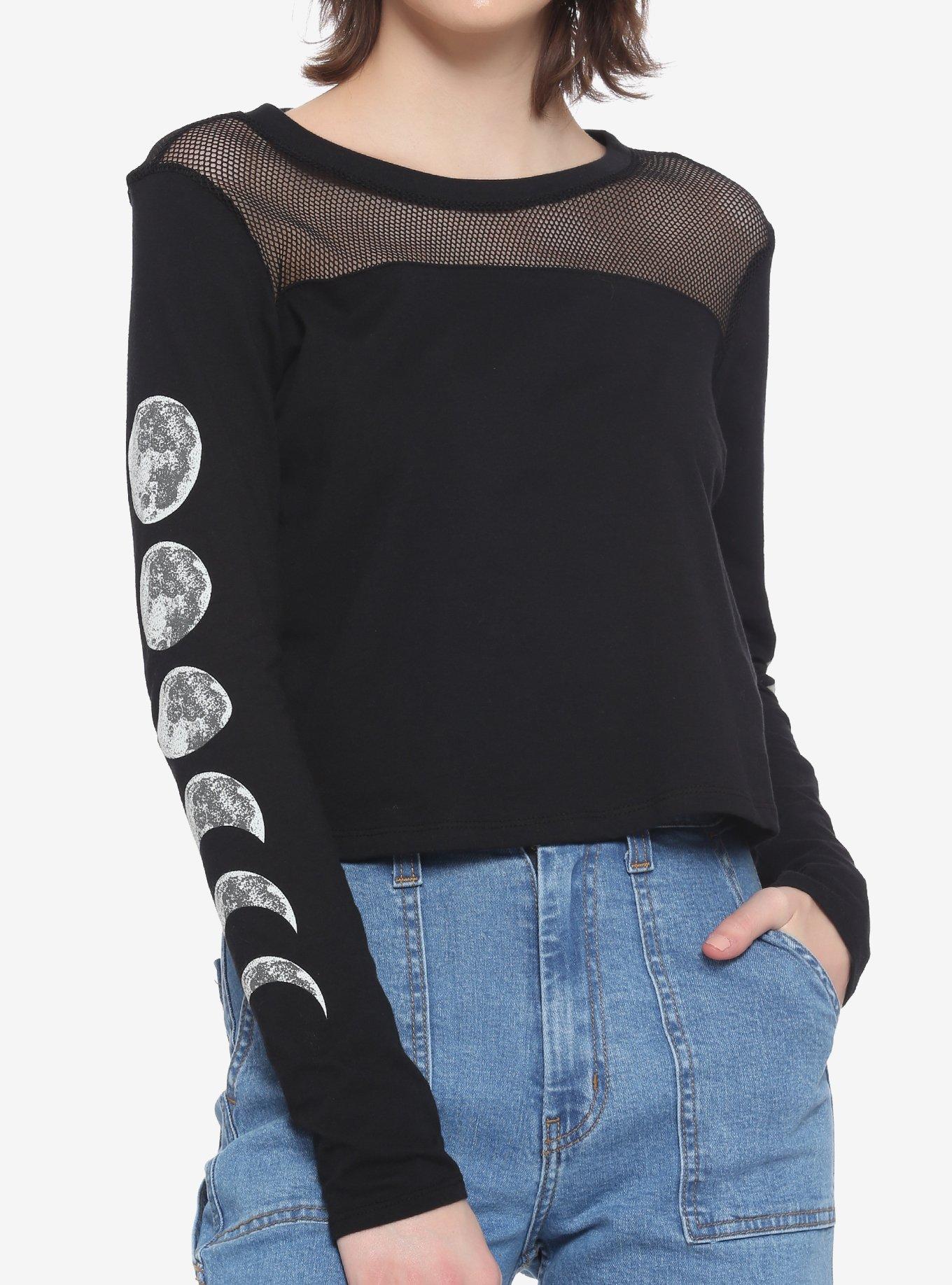 Moon Phases & Mesh Girls Long-Sleeve Top | Hot Topic