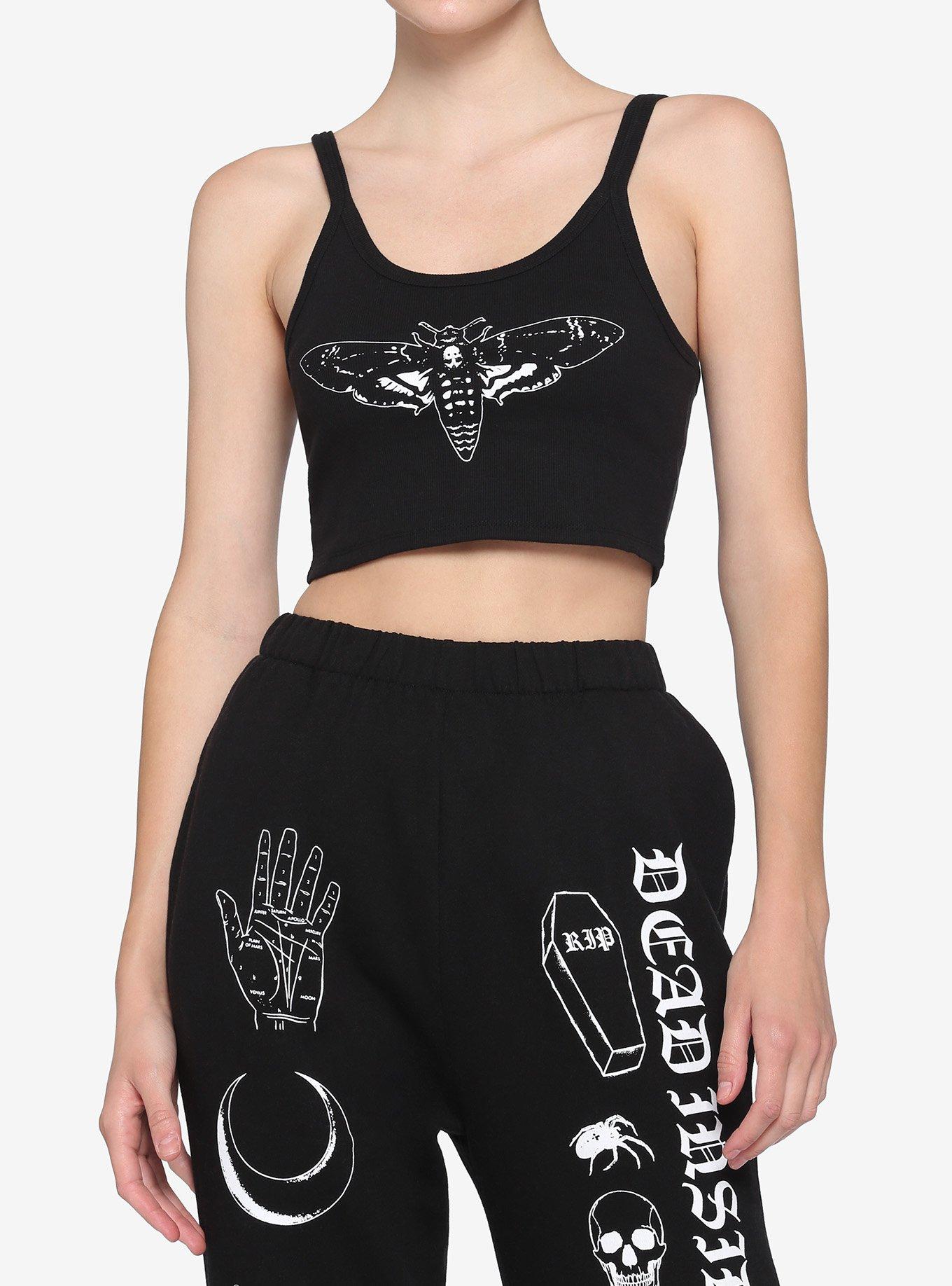 Death Moth Girls Strappy Crop Tank Top | Hot Topic