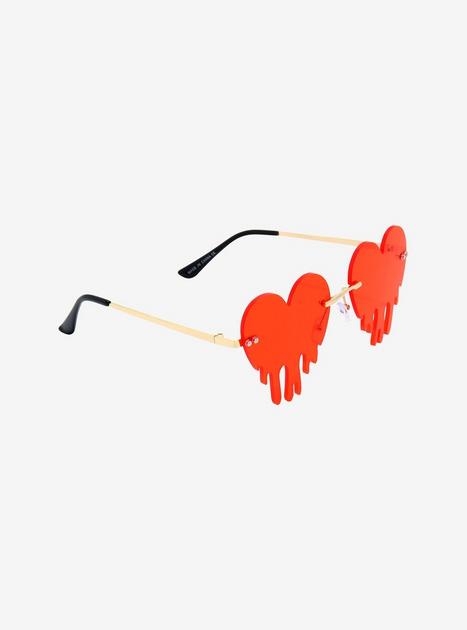 Red Heart Drip Sunglasses | Hot Topic