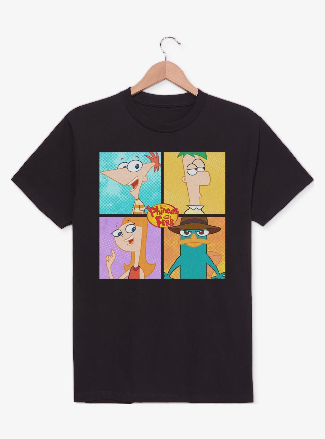Disney Phineas And Ferb Character Box Up T-Shirt - BLACK | BoxLunch