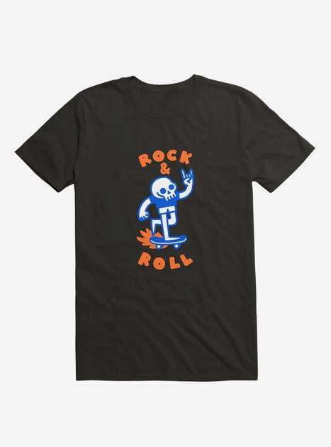 Rock & Roll Skull Black T-Shirt - BLACK | Hot Topic