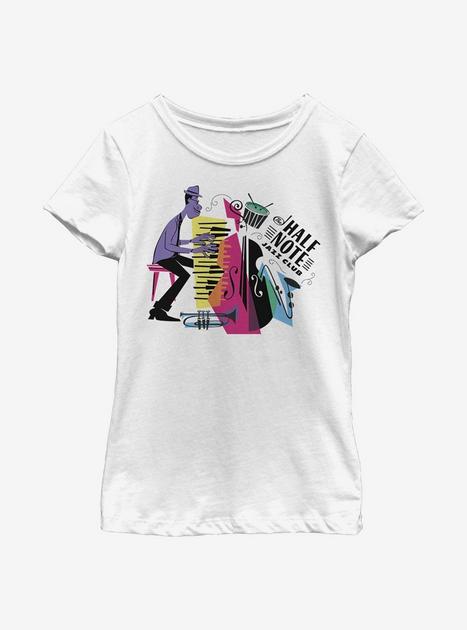 Disney Pixar Soul Half Note Jazz Club Badge Youth Girls T-Shirt - WHITE ...