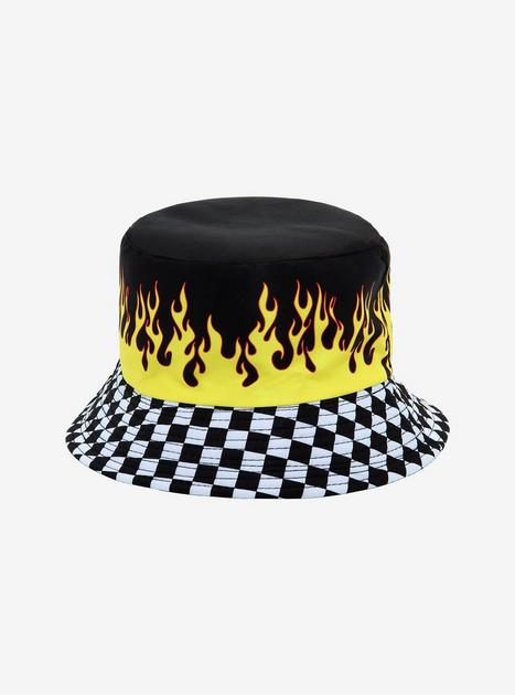 Checkered Flames Reversible Bucket Hat | Hot Topic