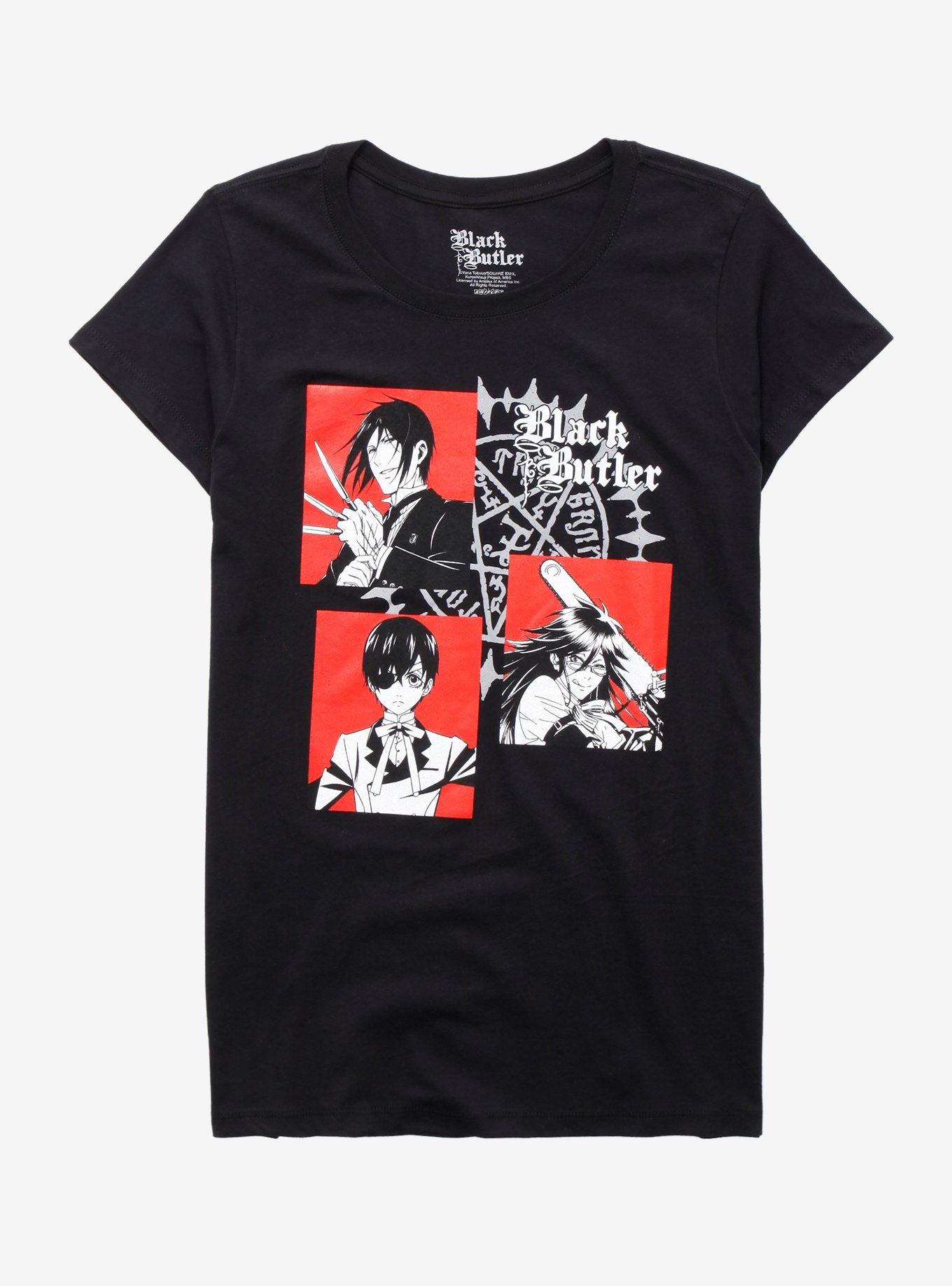 Black Butler Red & White Panel Boyfriend Fit Girls T-Shirt | Hot Topic