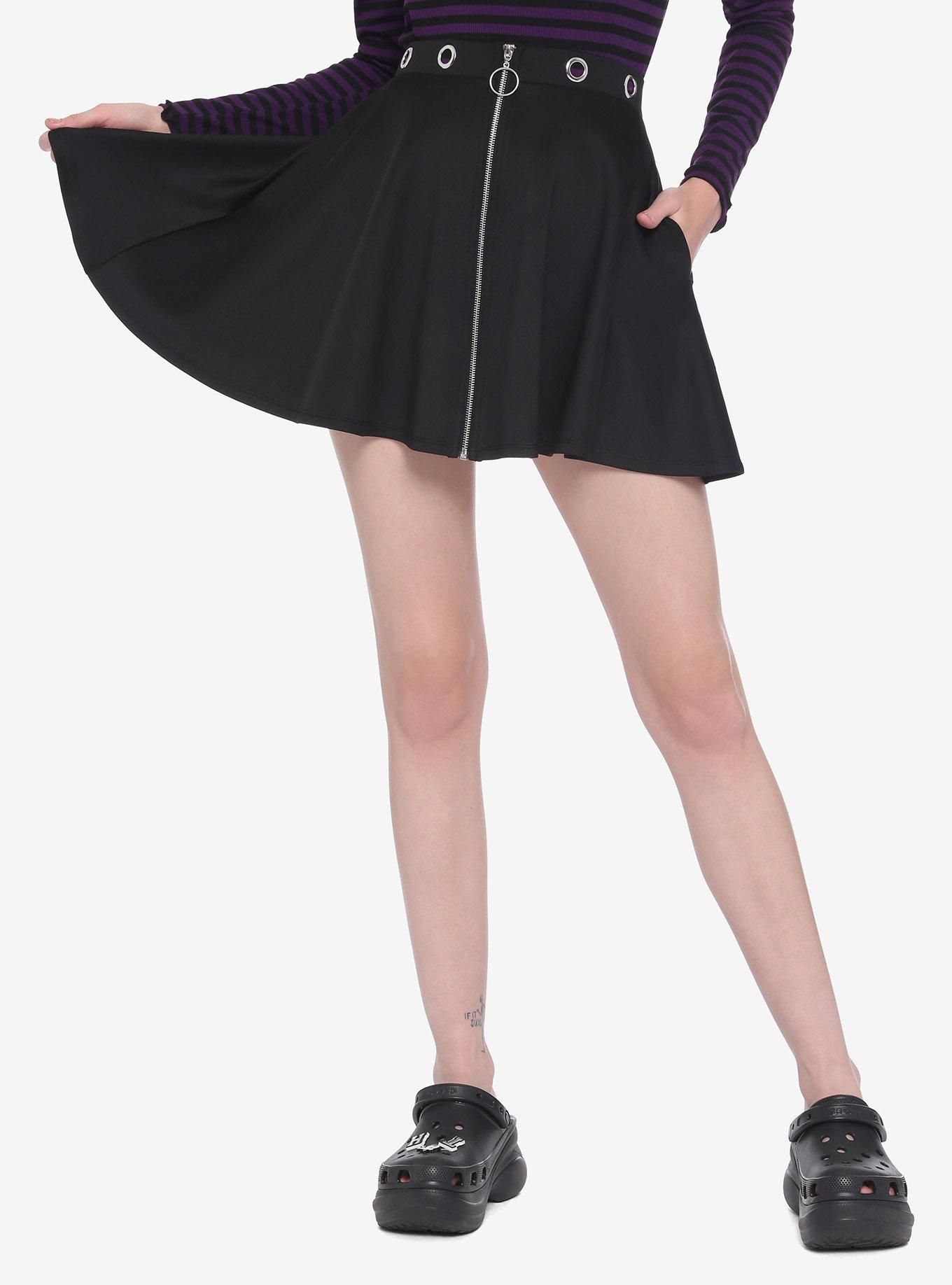 Black Grommet O Ring Skater Skirt Hot Topic