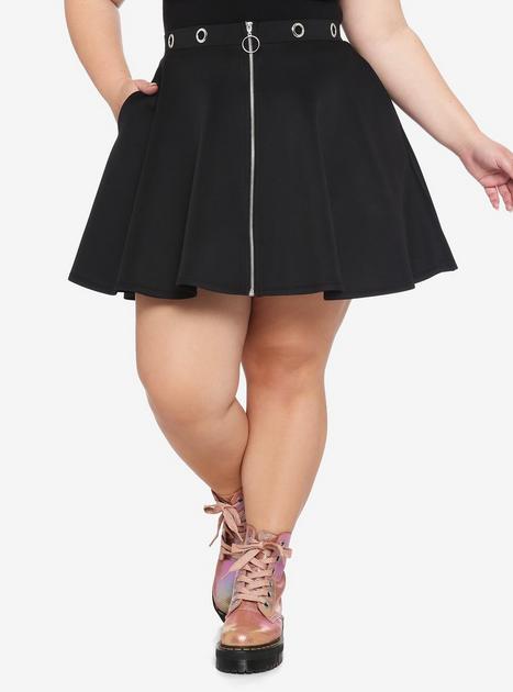 Black Grommet O Ring Skater Skirt Plus Size Hot Topic