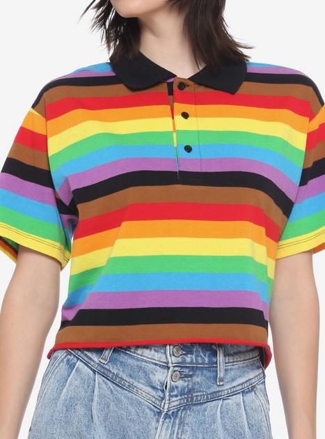 Rainbow Stripe Polo Shirt | Hot Topic