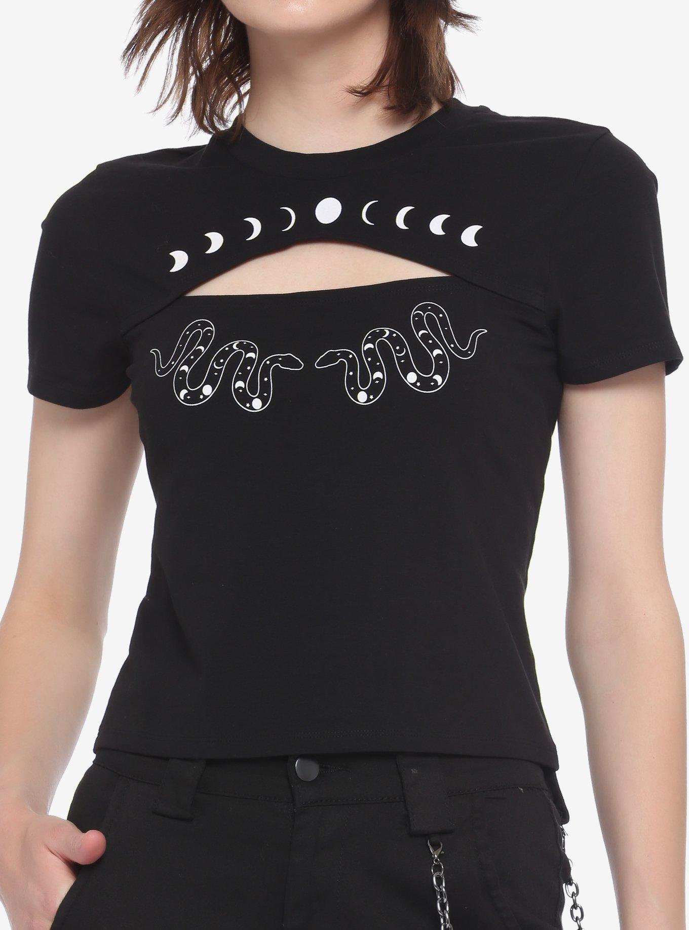 Snake Moon Phase Cutout Girls Crop T-Shirt | Hot Topic