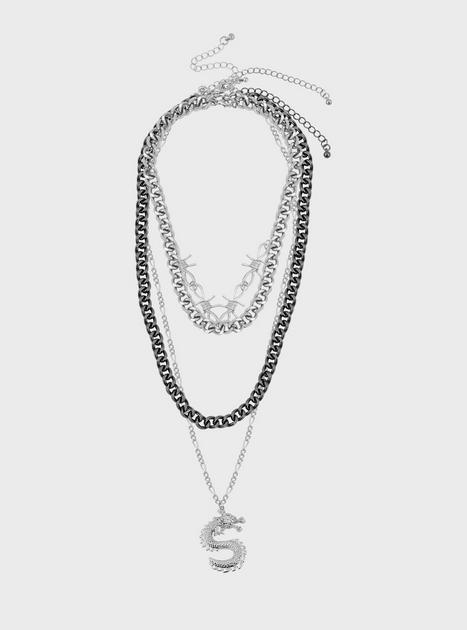 Dragon Barbed Wire Layered Necklace | Hot Topic