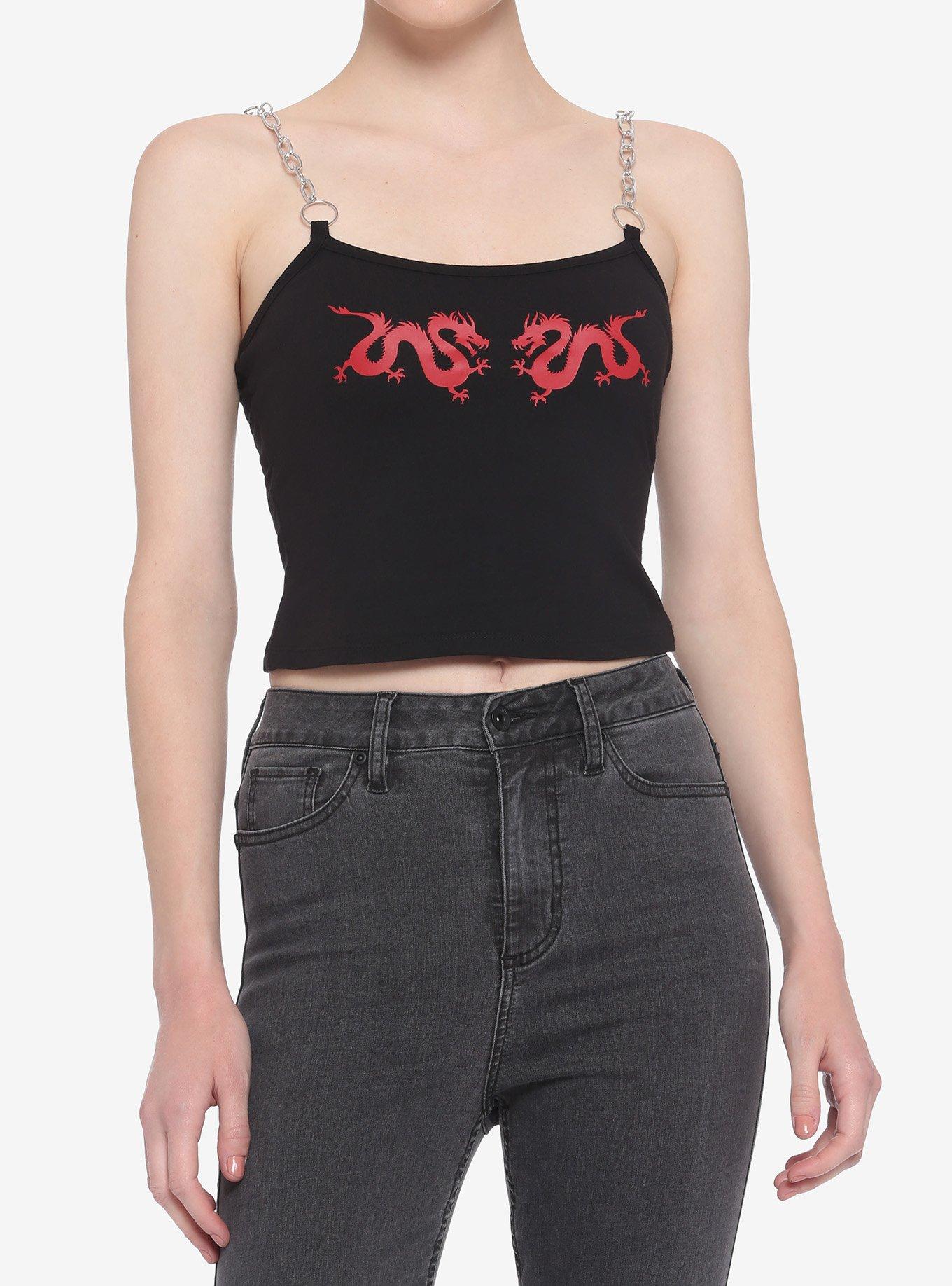 Red Dragons Chain Strap Girls Crop Tank Top | Hot Topic