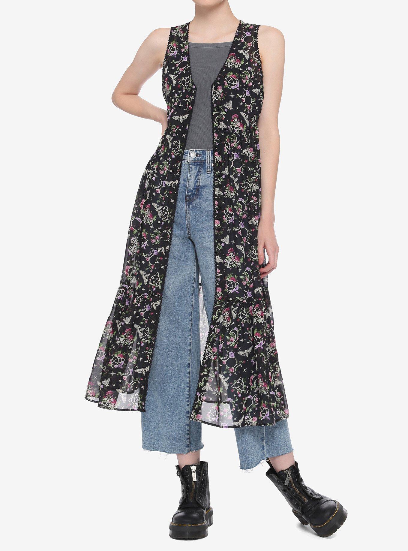 Witchy Floral Chiffon Sleeveless Duster | Hot Topic