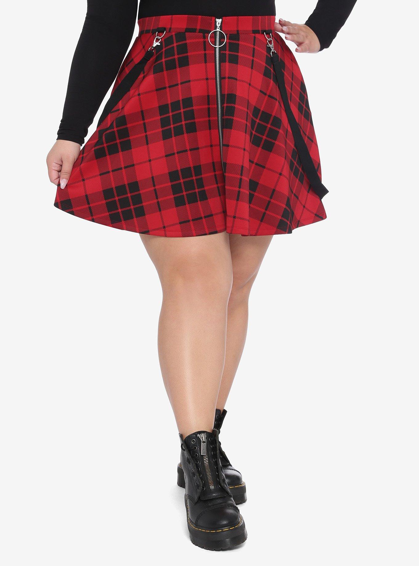 Red Plaid O Ring Suspender Skirt Plus Size Hot Topic
