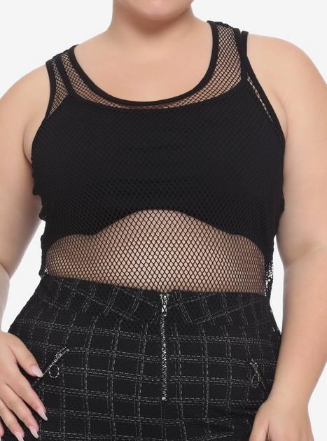 Black Fishnet Girls Tank Top Plus Size | Hot Topic