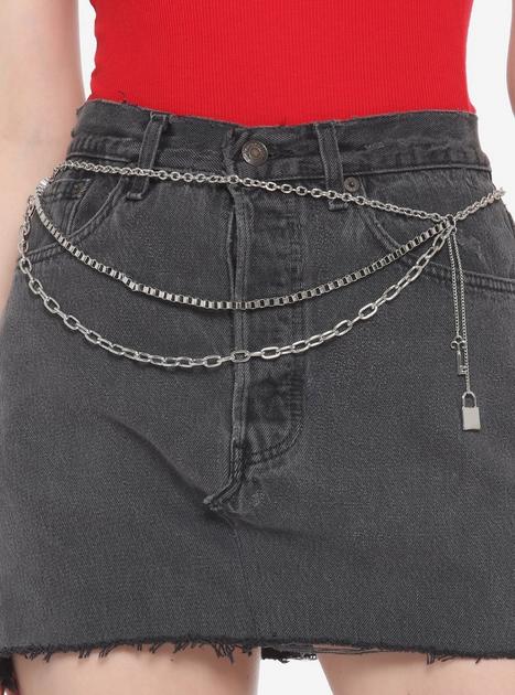 Silver Padlock Key Multi Chain Belt | Hot Topic
