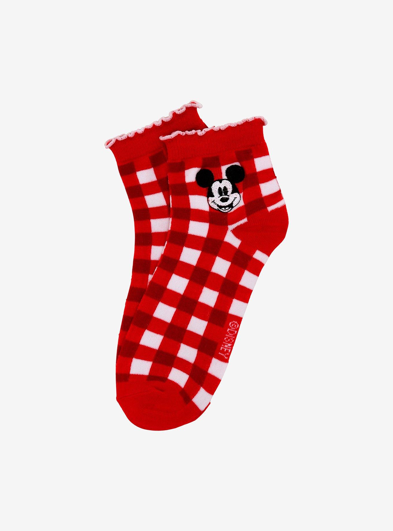 Disney Mickey Mouse Gingham Ruffle Ankle Socks | Hot Topic