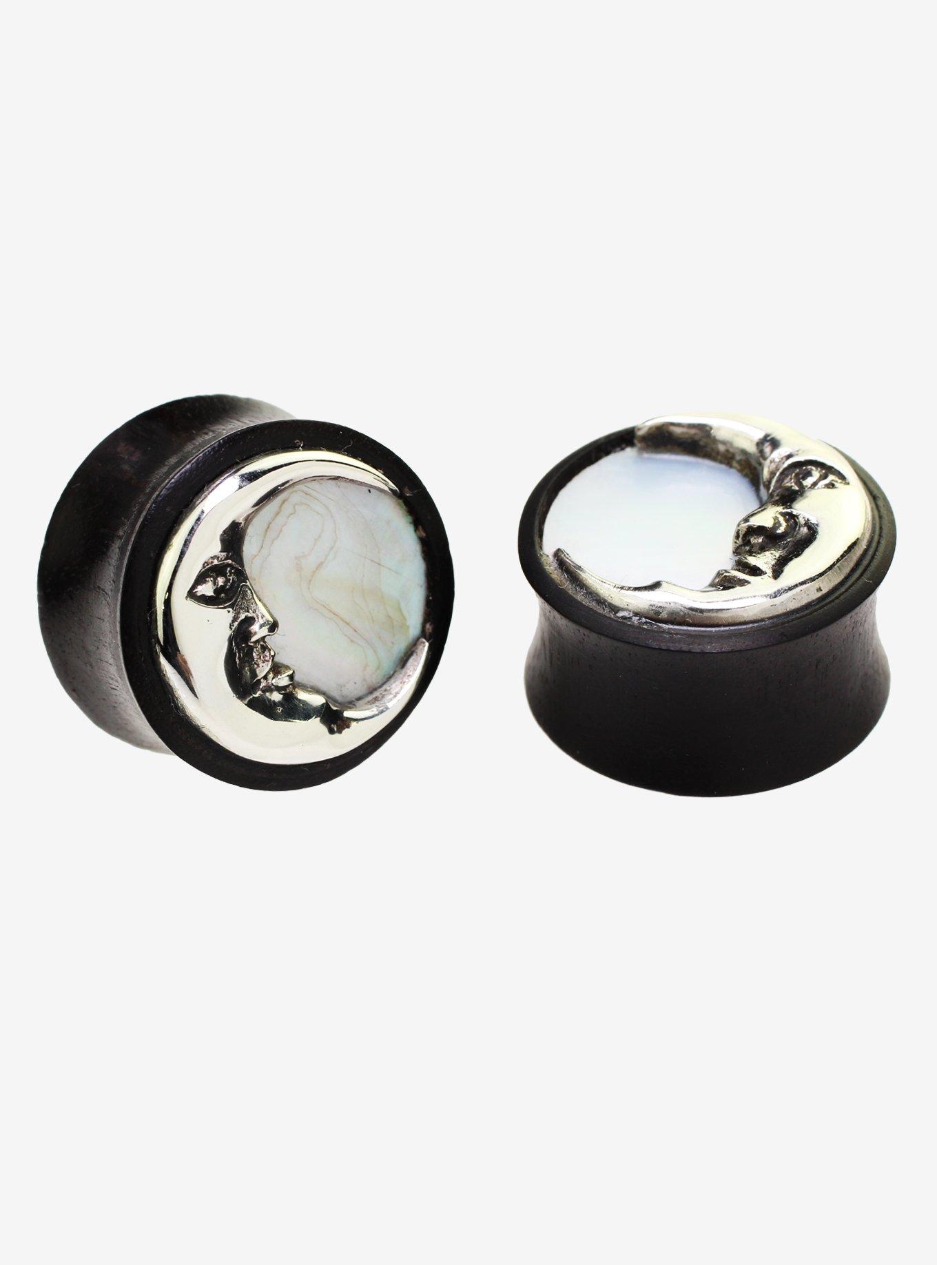 Ebony Wood Moon Face Plug 2 Pack | Hot Topic