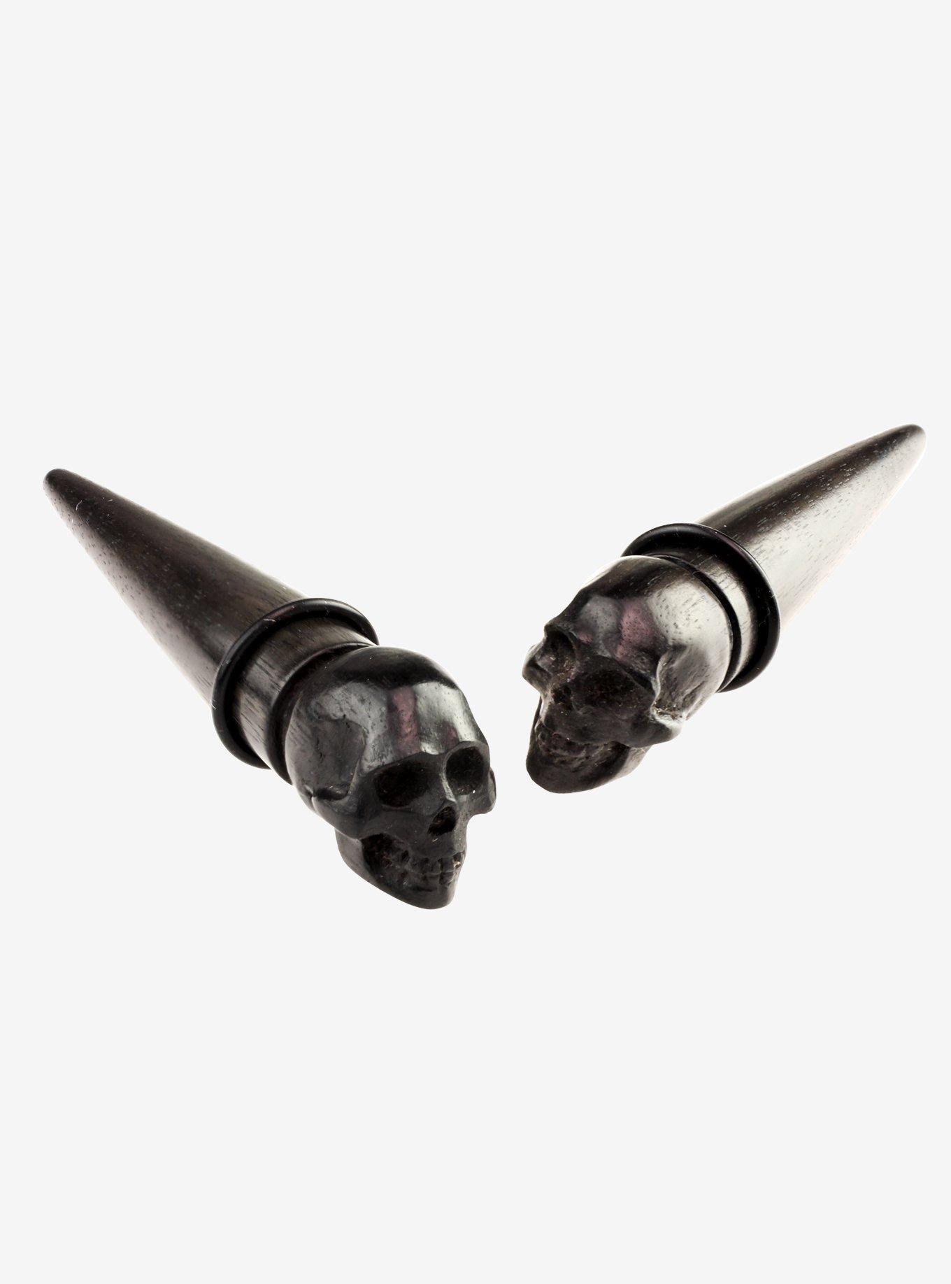 Ebony Wood Skull Taper Plug 2 Pack | Hot Topic