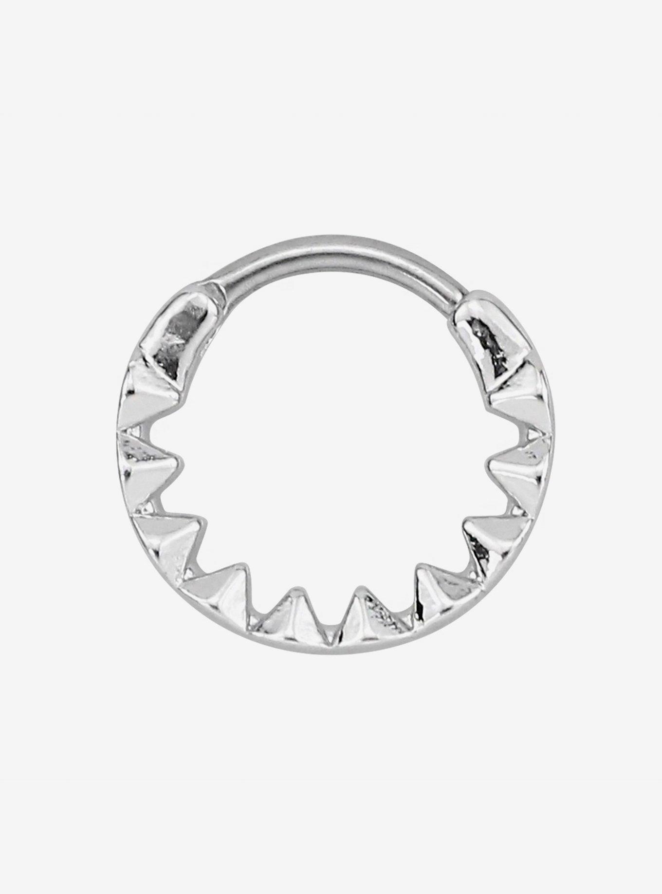 Steel Silver Sharp Teeth Septum Clicker | Hot Topic