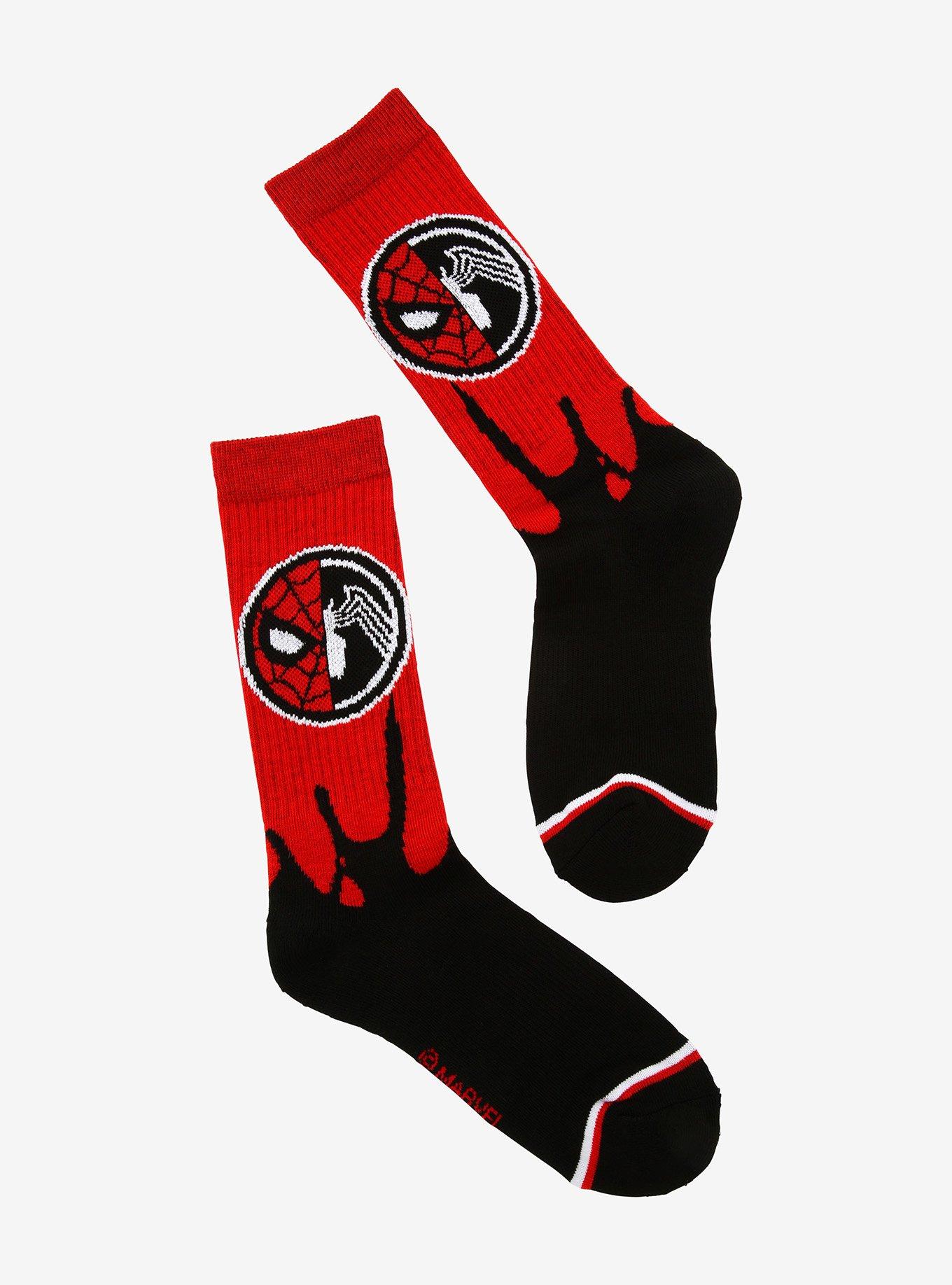 Marvel Spider-Man & Venom Split Crew Socks | Hot Topic