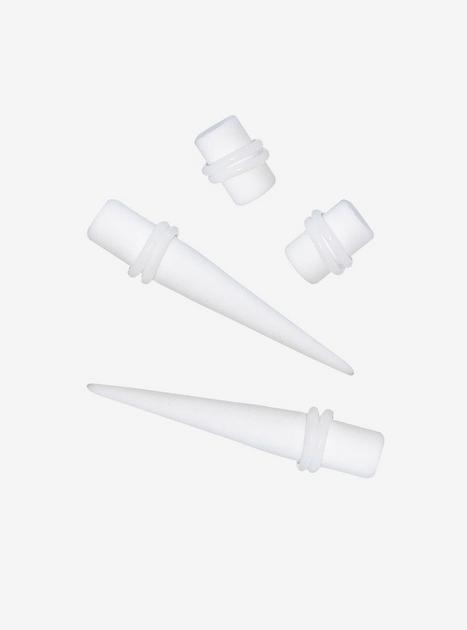 Acrylic White Taper & Plug 4 Pack | Hot Topic