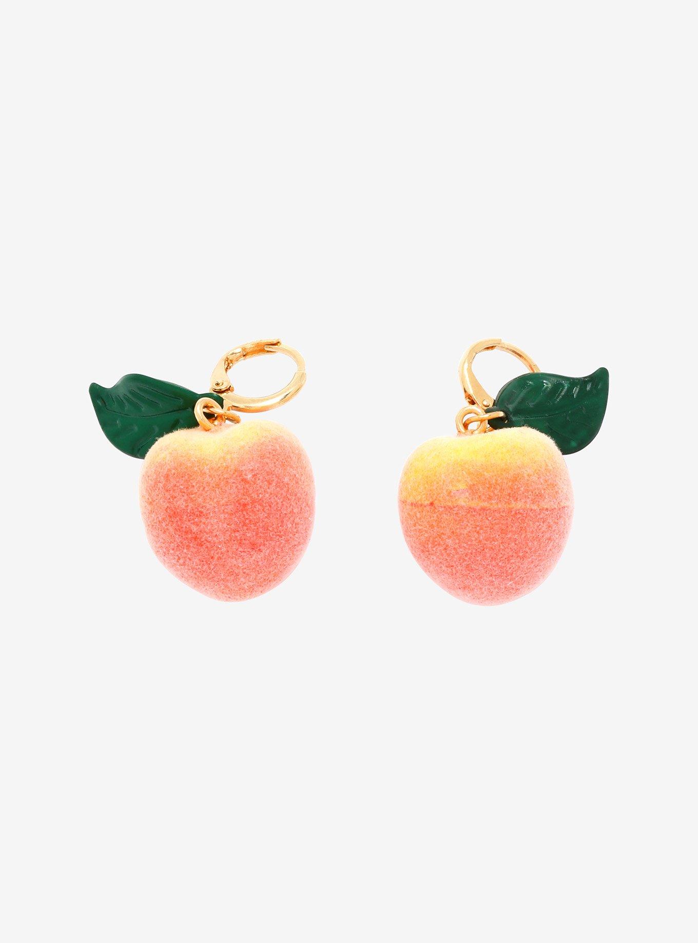 Fuzzy Peach Mini Hoop Earrings | Hot Topic