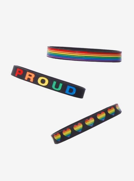 Proud Rainbow Rubber Bracelet Set | Hot Topic