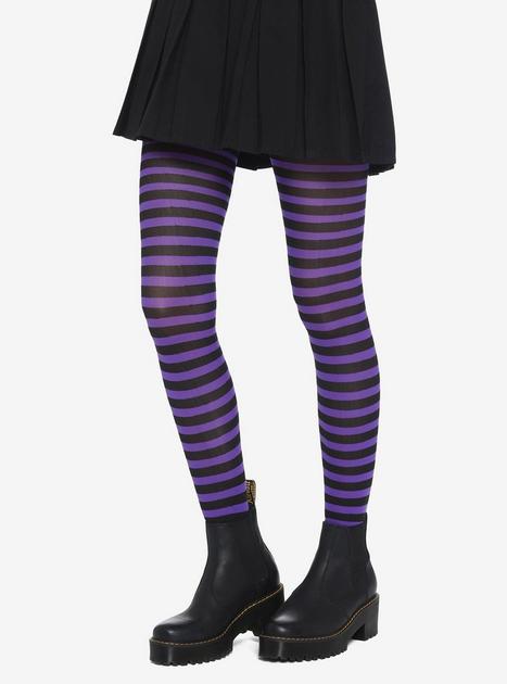 Purple And Black Stripe Tights Hot Topic