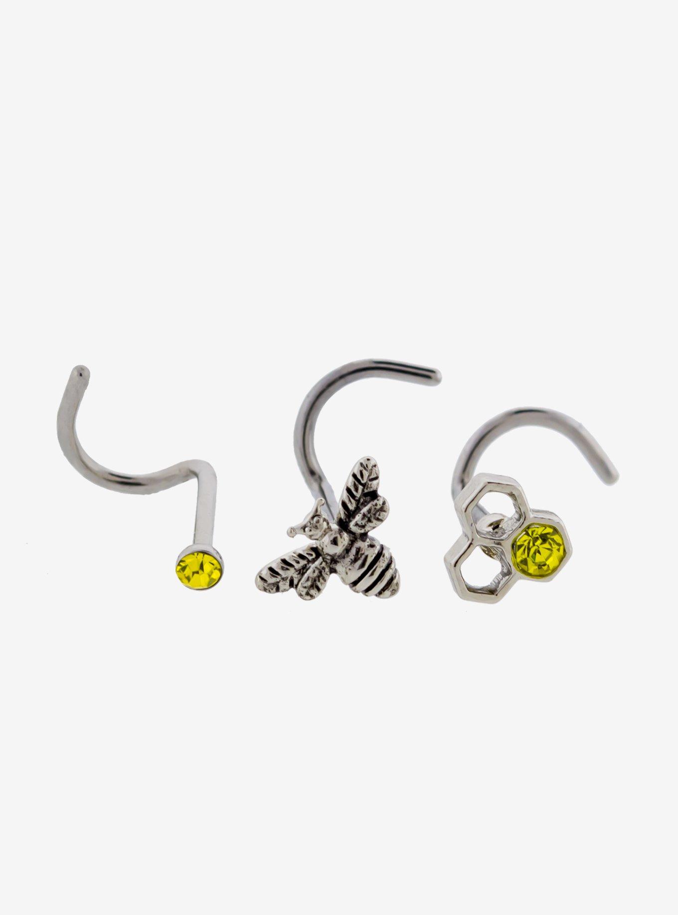 Steel Bee & Honeycomb Nose Screw 3 Pack | Hot Topic