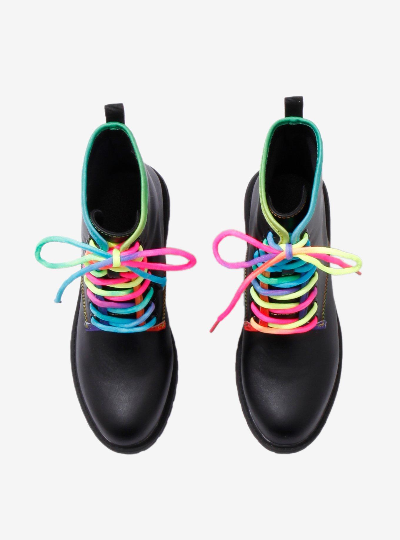 Rainbow Lace Combat Boots Hot Topic