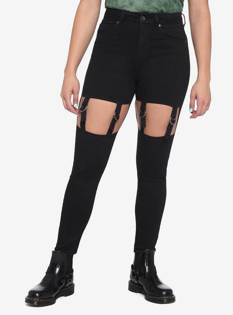 Black Garter Jeans | Hot Topic