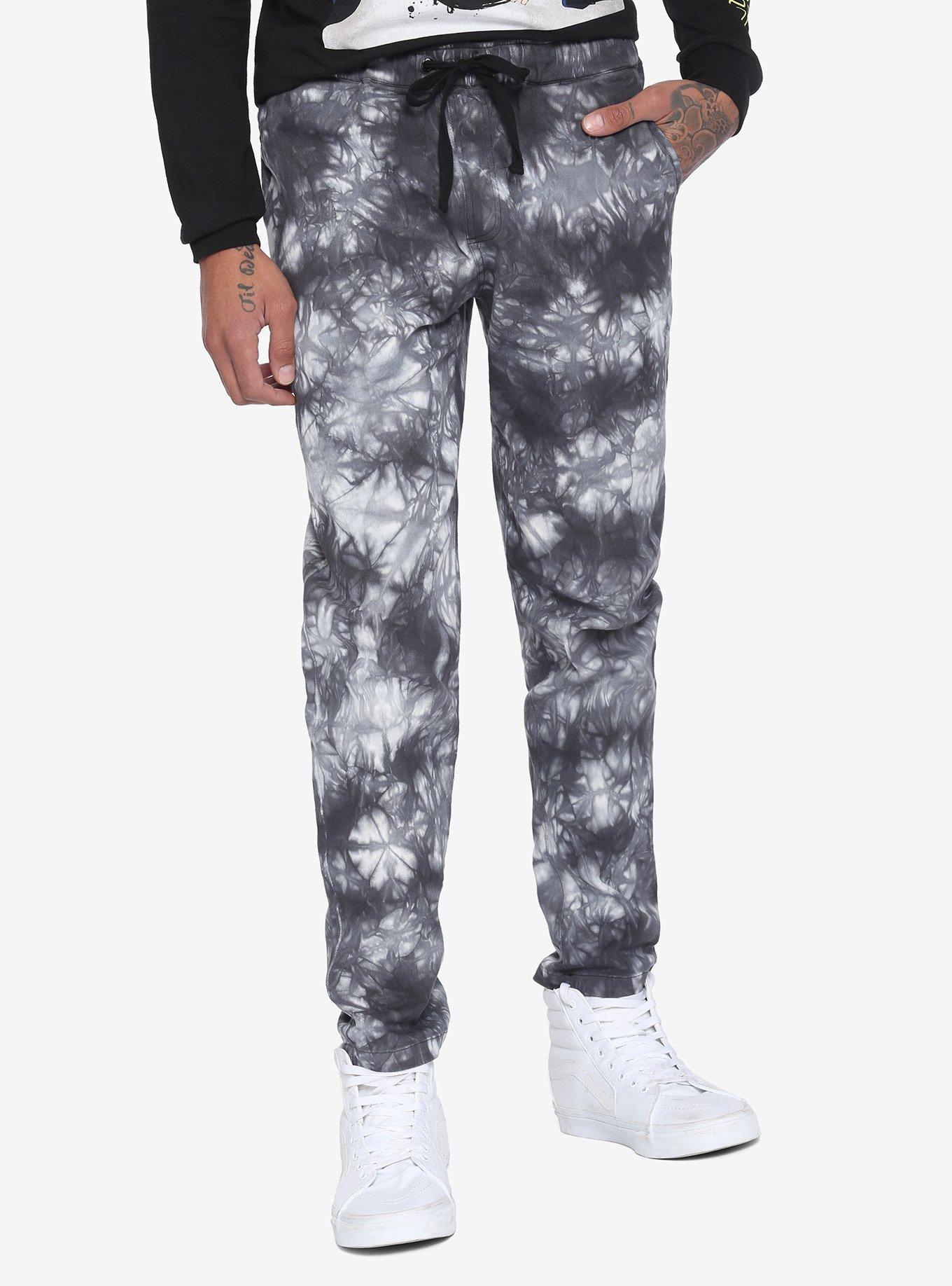 Black & White Acid Wash Jogger Pants | Hot Topic