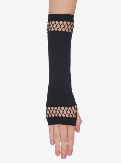 Black Fishnet Panel Arm Warmers | Hot Topic