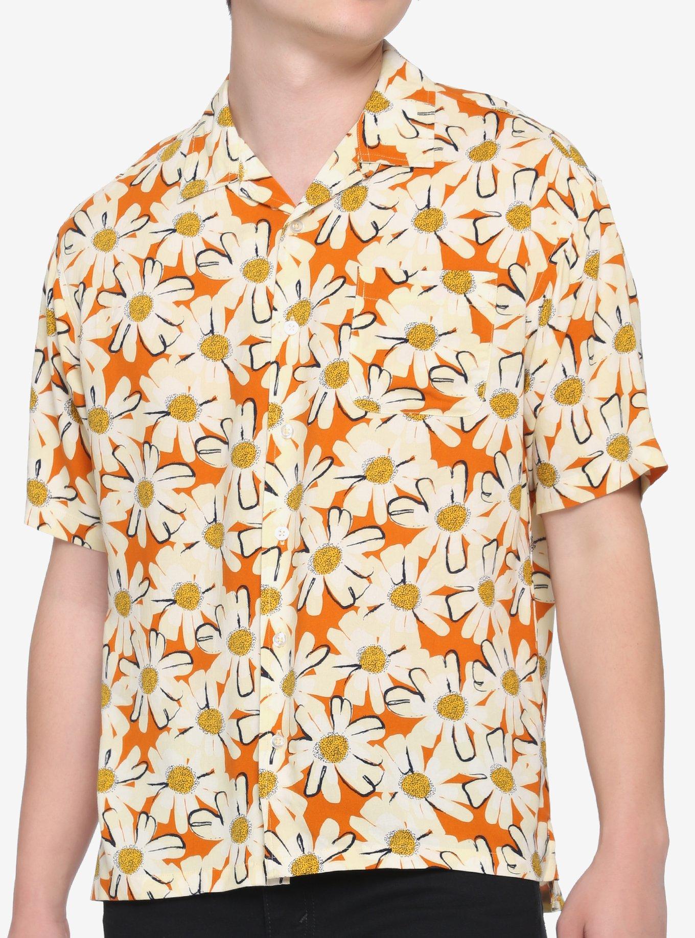 Daisy Burnt Orange Woven Button-Up | Hot Topic