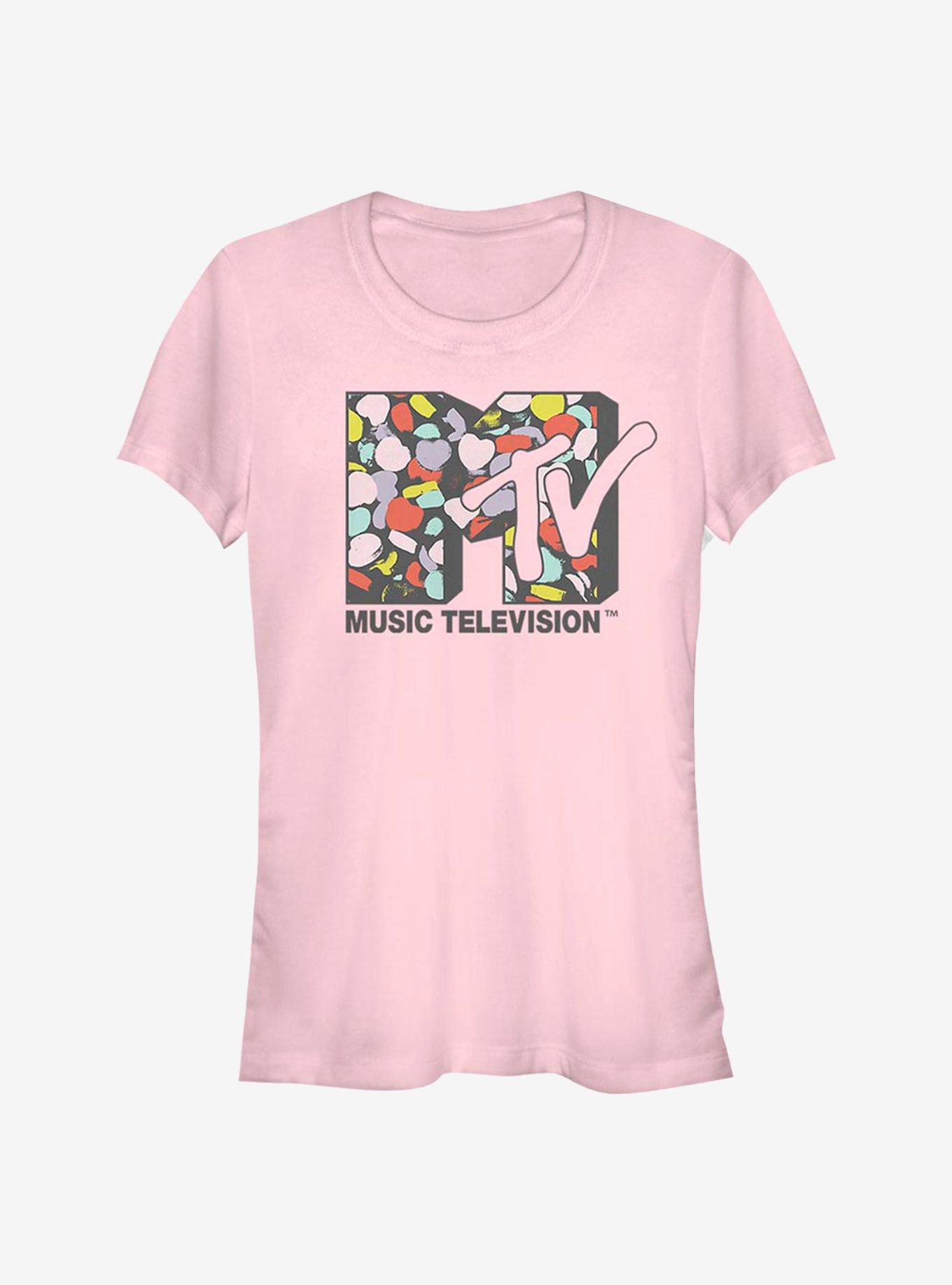 MTV Logo Heart Fill Girls T-Shirt - PINK | Hot Topic